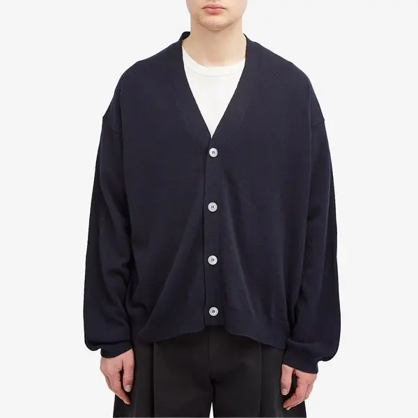 Studio Nicholson Parr Lambswool Knit Cardigan In Darkest Navy - 60